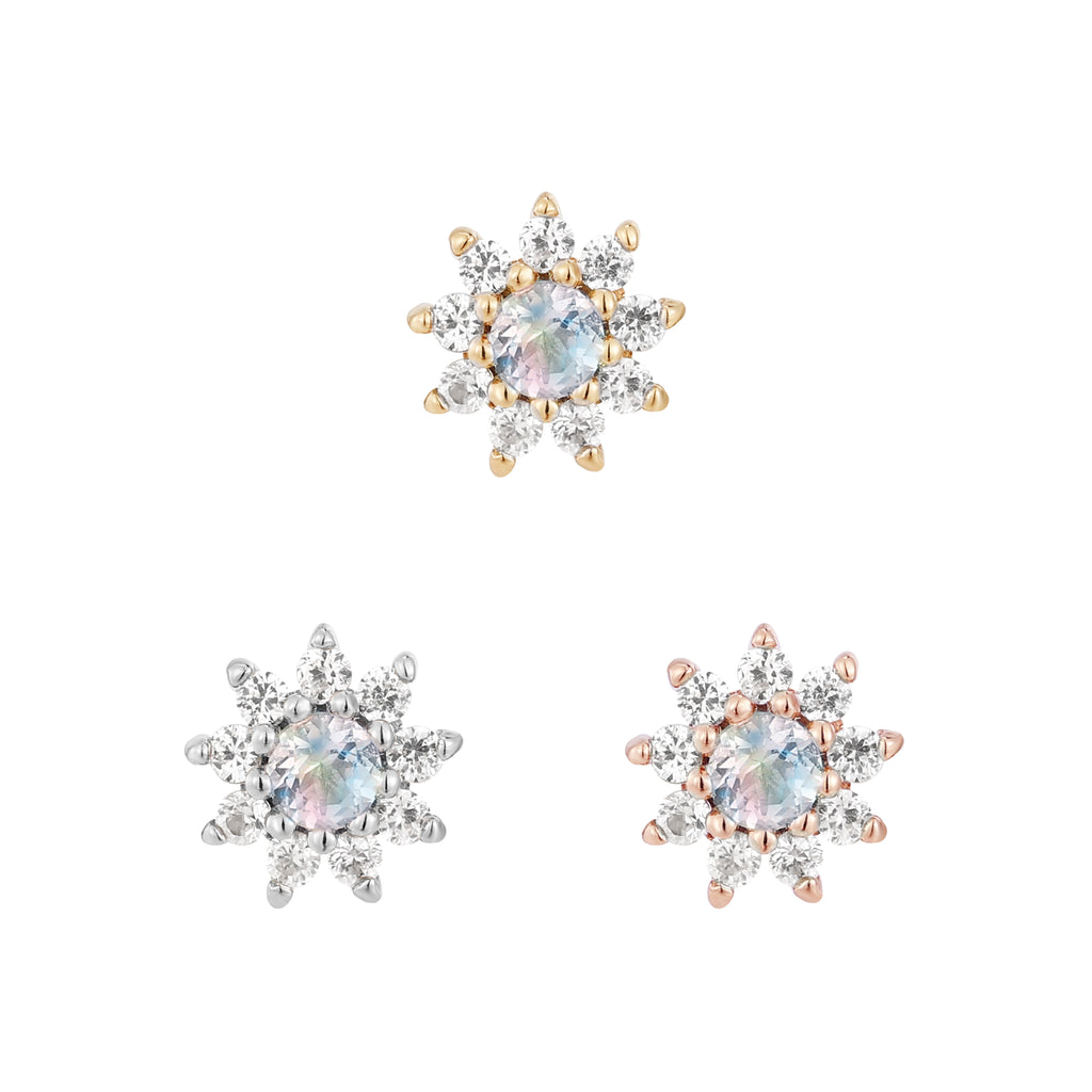 Eloise Flower - Rainbow Moonstone - Threadless End – Buddha Jewelry
