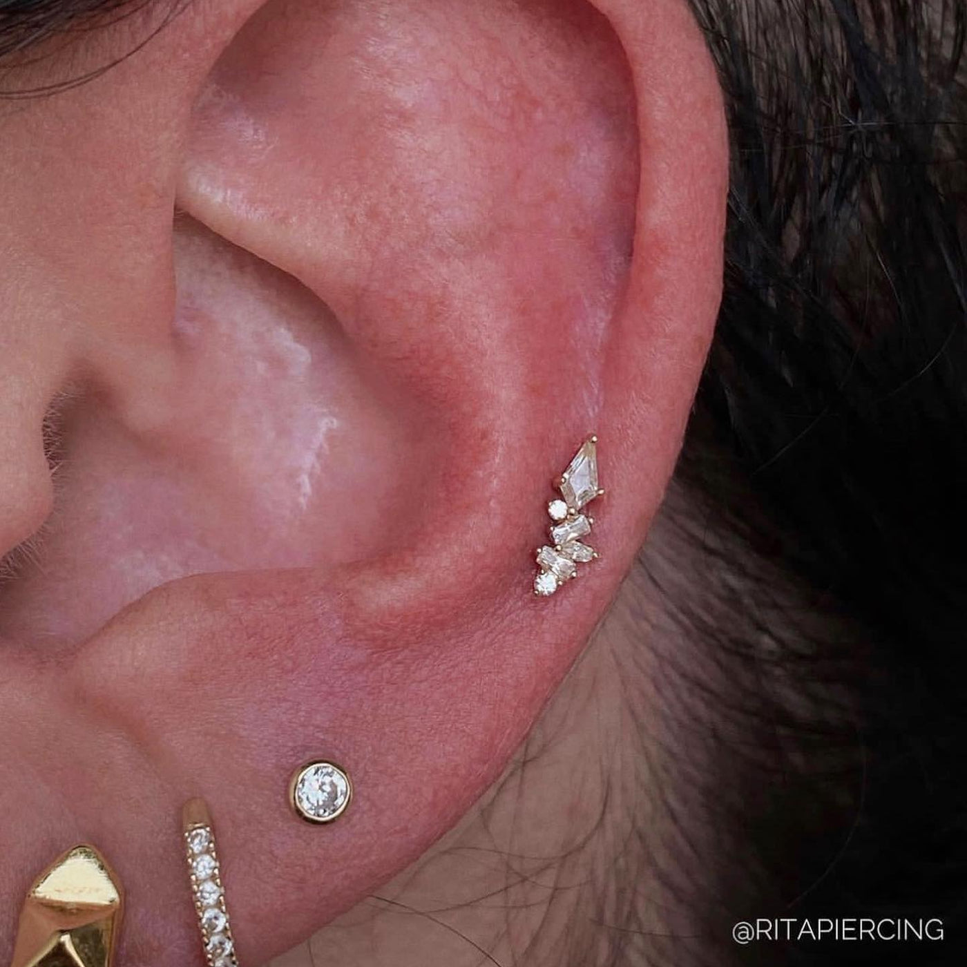 Mixt - CZ - Threadless End | Solid Gold Piercing Jewelry - Buddha Jewelry