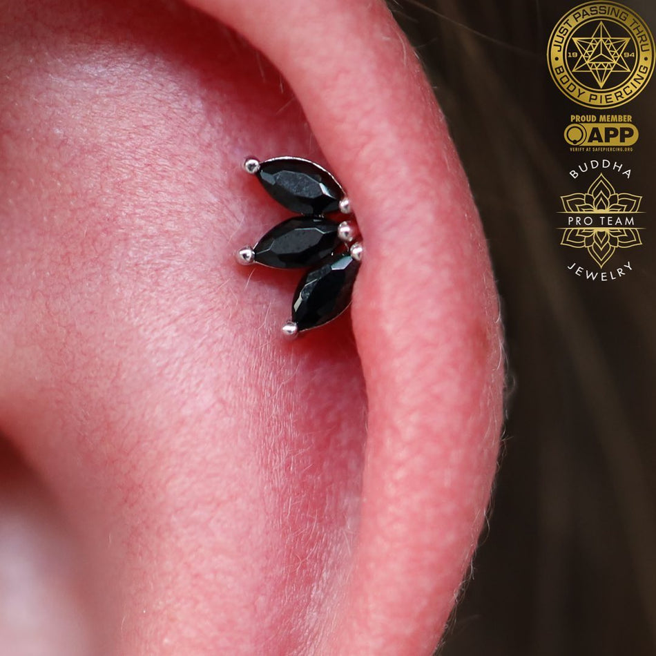 Black Spinel Piercing Jewelry | Solid 14k Gold Body Piercing Jewelry - Buddha Jewelry