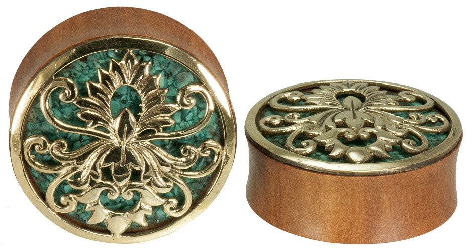 Rider Plugs - Saba Wood + Turquoise - Body Jewelry – Buddha Jewelry